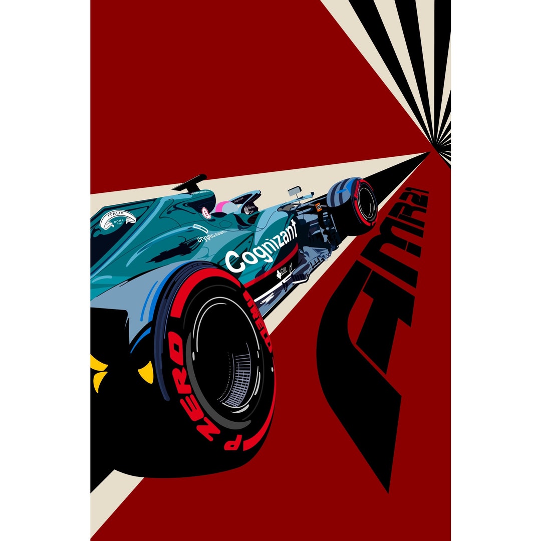 AMR21 F1 Car Retro Poster Black Stripes - Etsy