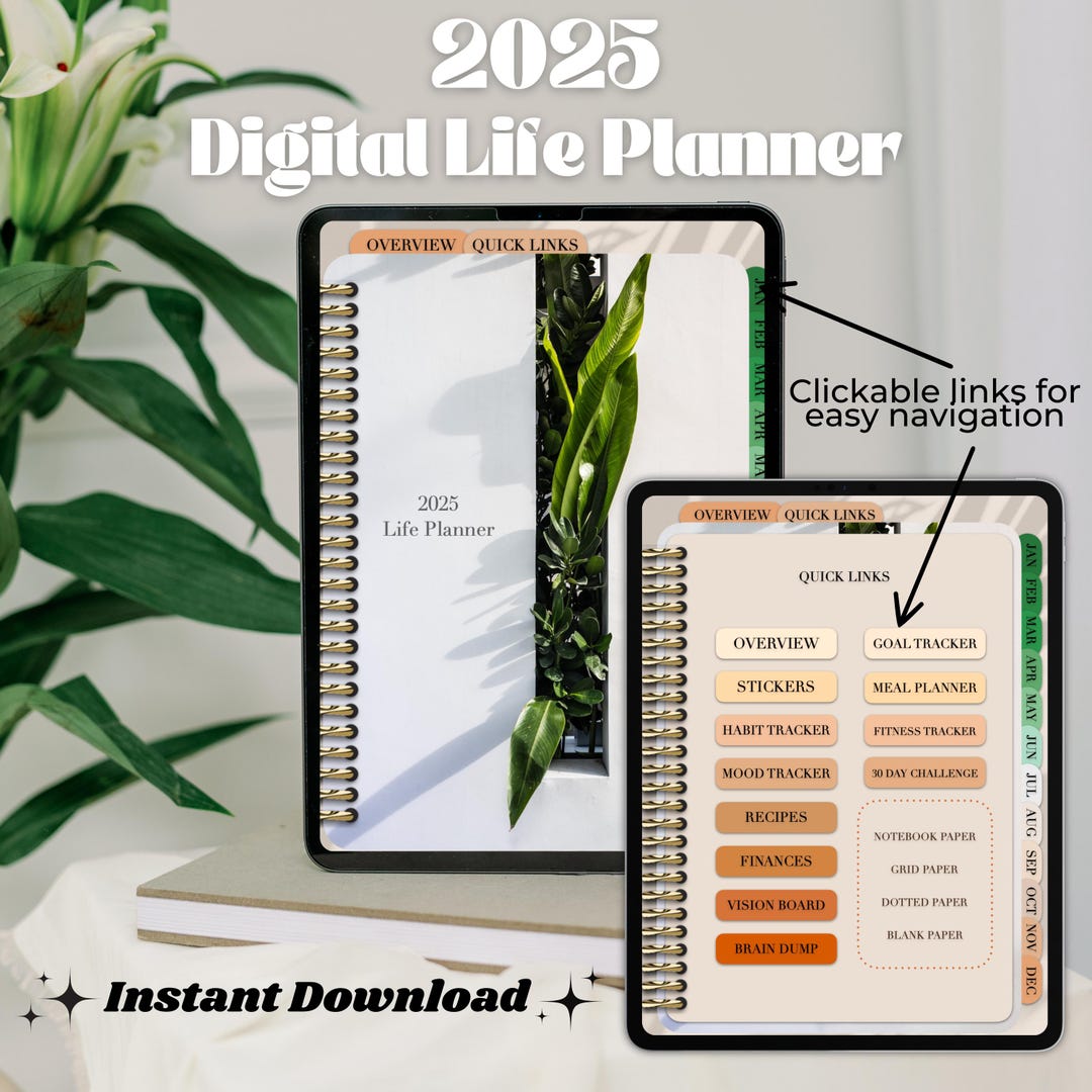 2025-2026 Digital Life Planner: Hyperlinked, Goal & Habit Trackers ...