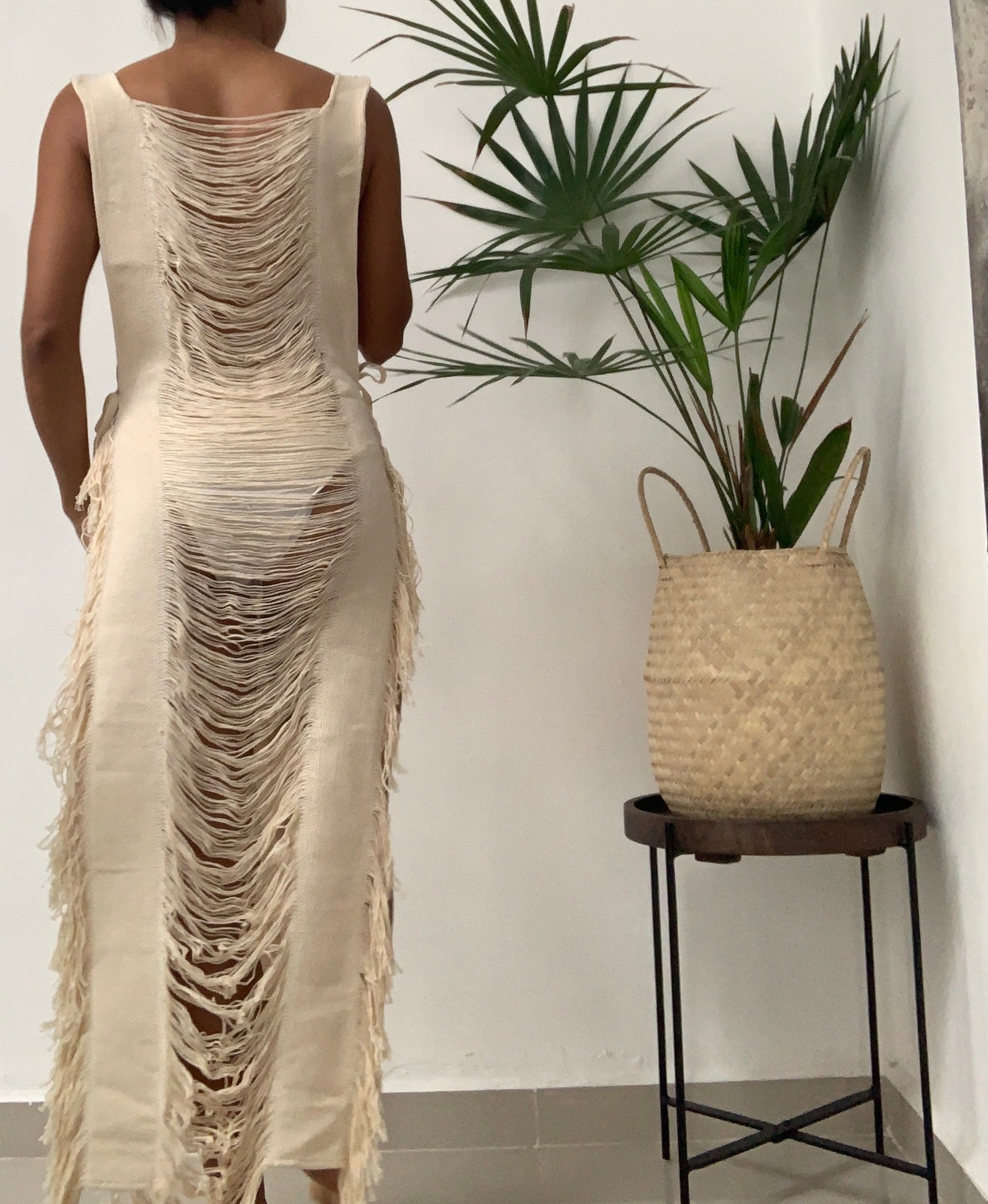 Frayed Tulum Maxi Dress, Tulum Frayed Beach Wear, Boho Tunic Kimono ...