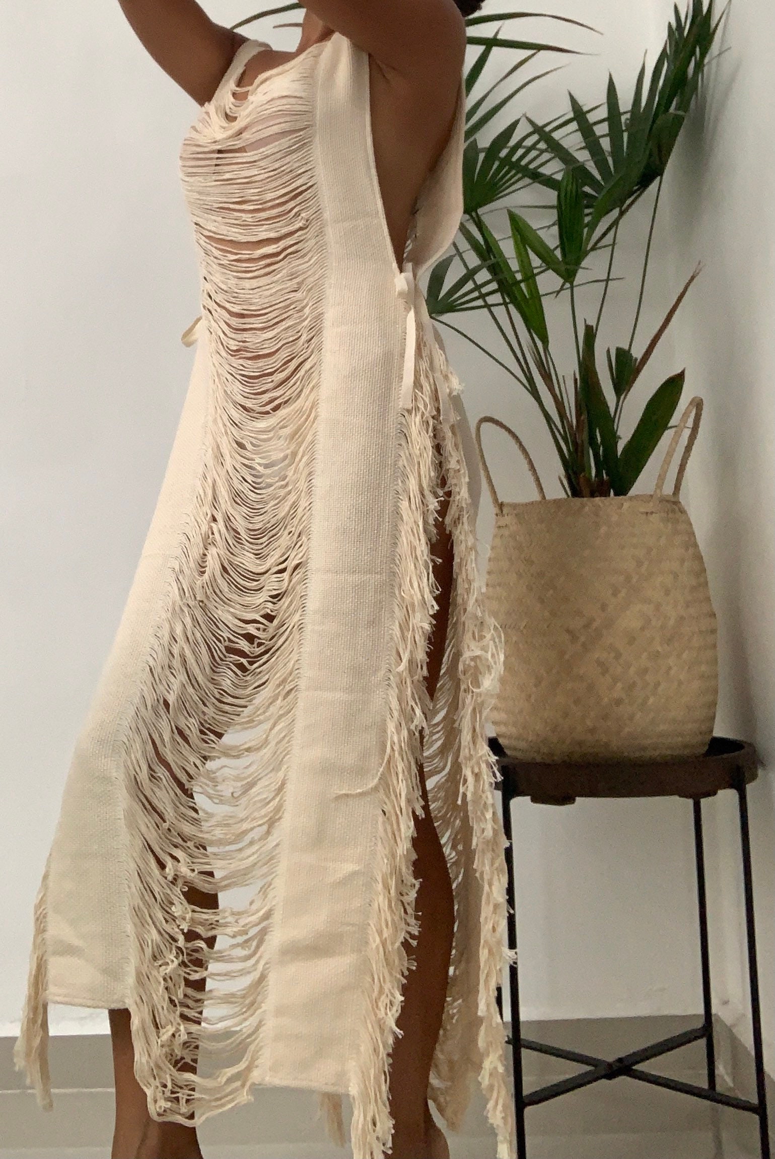 Frayed Tulum Maxi Dress, Tulum Frayed Beach Wear, Boho Tunic Kimono ...