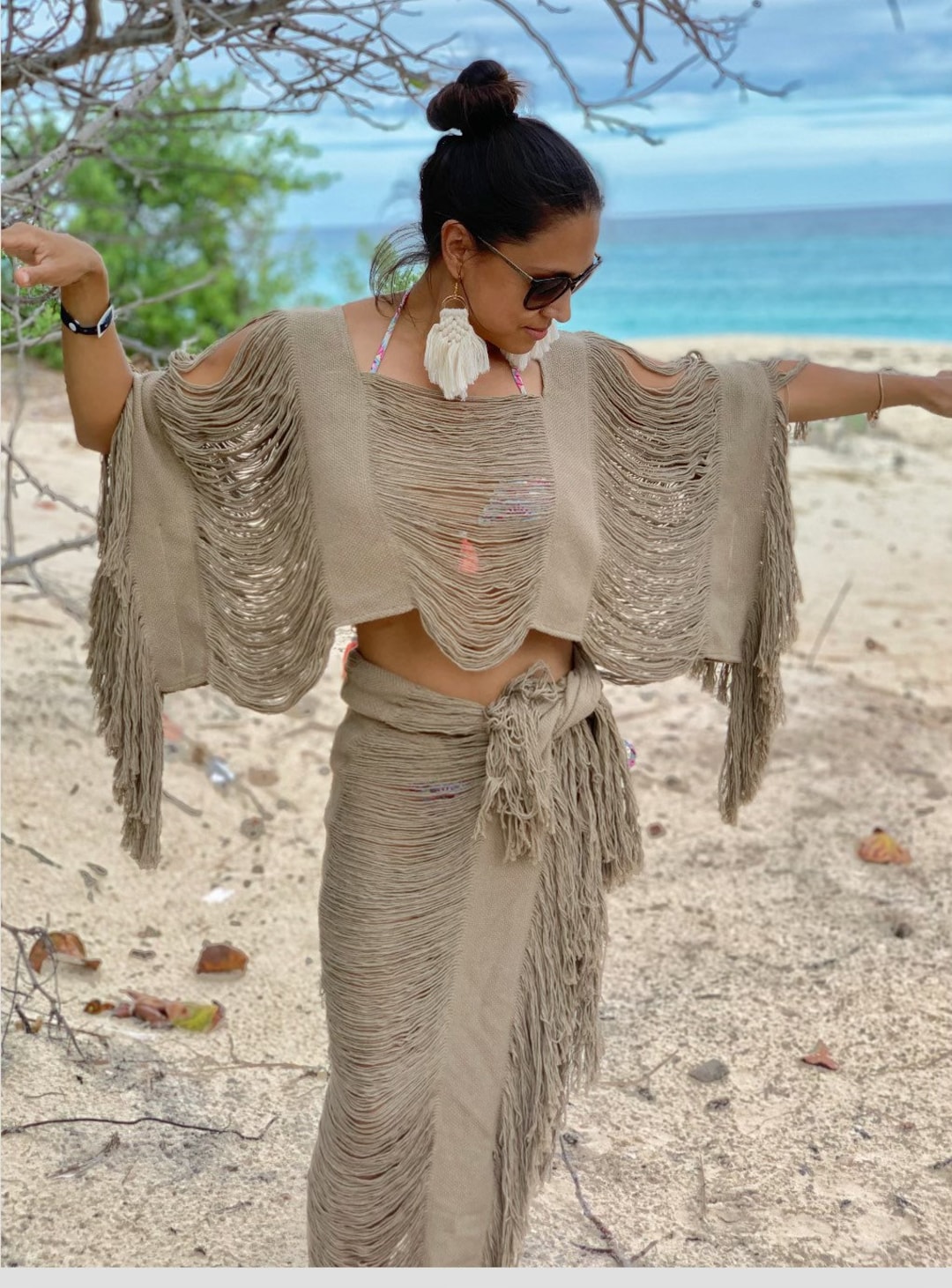 Frayed Sarong, Beach Tulum Frayed Beach Wear, Boho Beach Wear, Beach ...