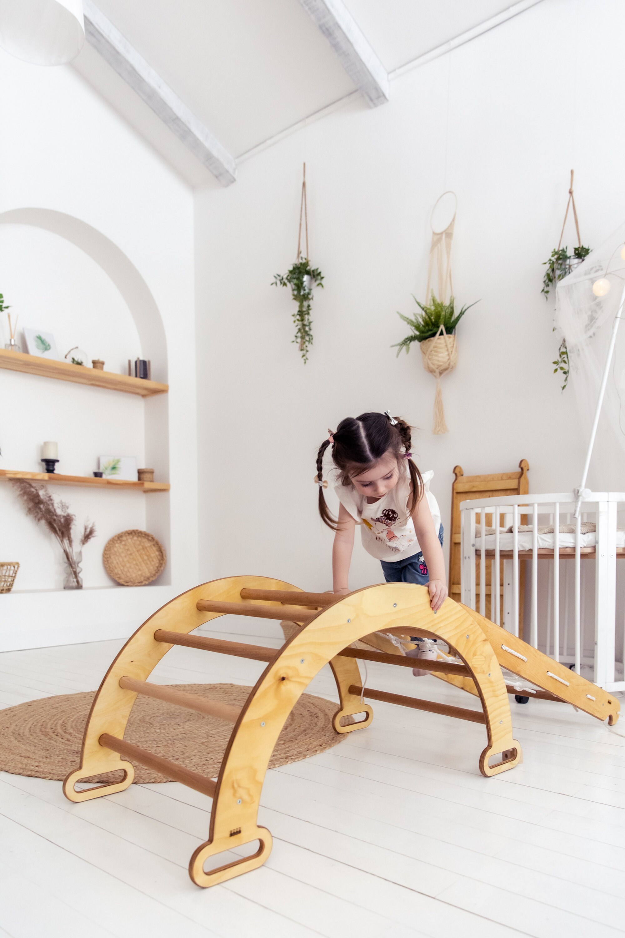 Montessori climbing set 2in1 Climbing arch with net climber | Etsy