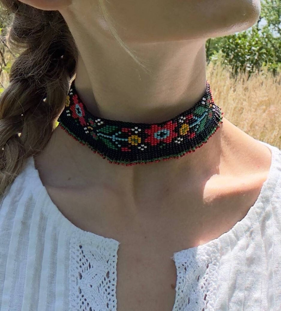 Handmade NECKLACE Ukrainian Seed Bead Necklace Beaded Collar Czech ...