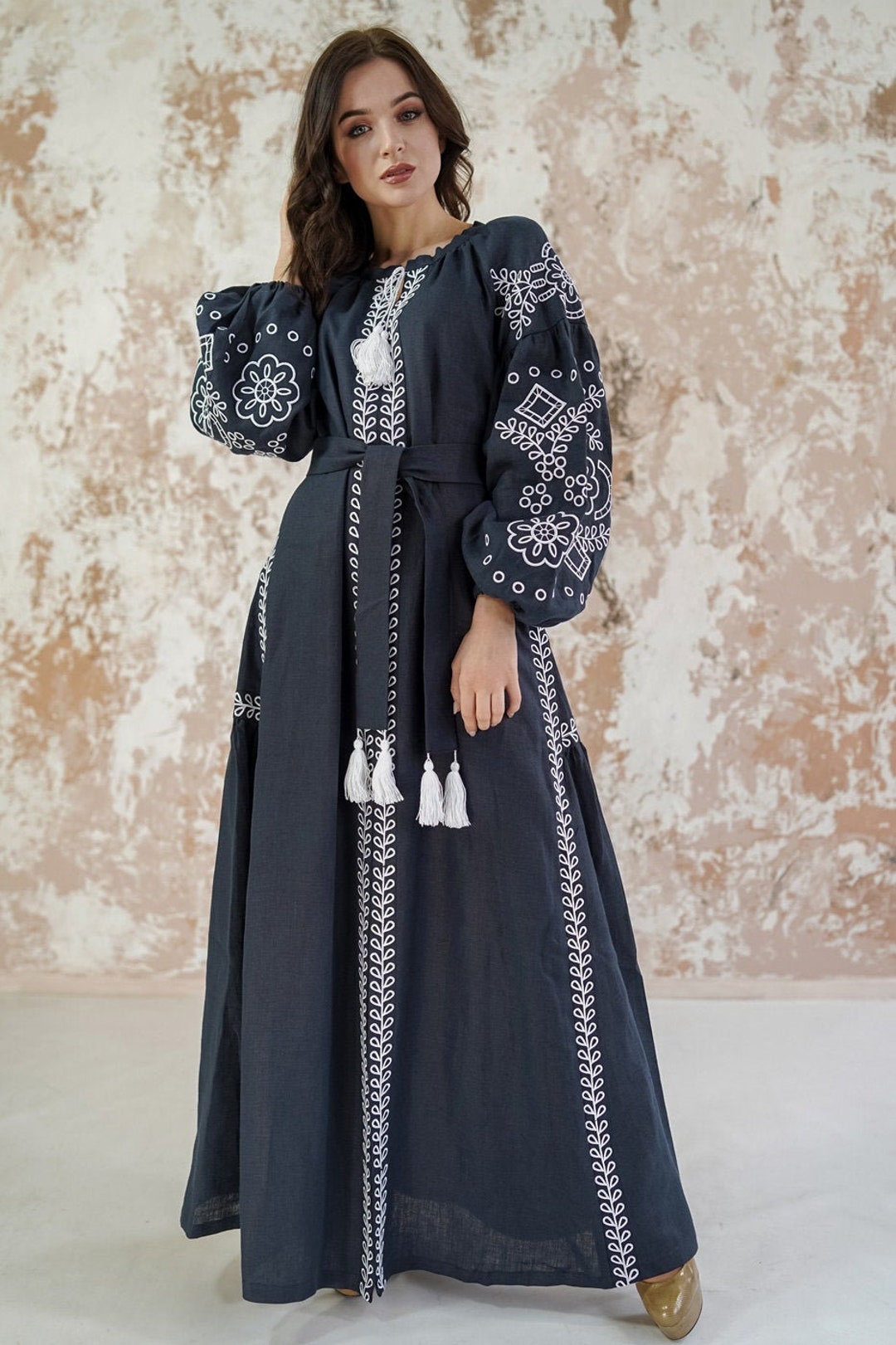 Linen Embroidered Dress Ukrainian Dress, Vyshyvanka Dress Gift for Her ...