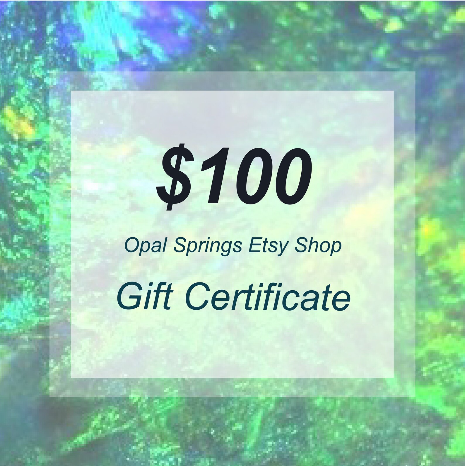 100 Dollars Gift Certificate to Spend in Our Etsy Shop Opalsprings a ...