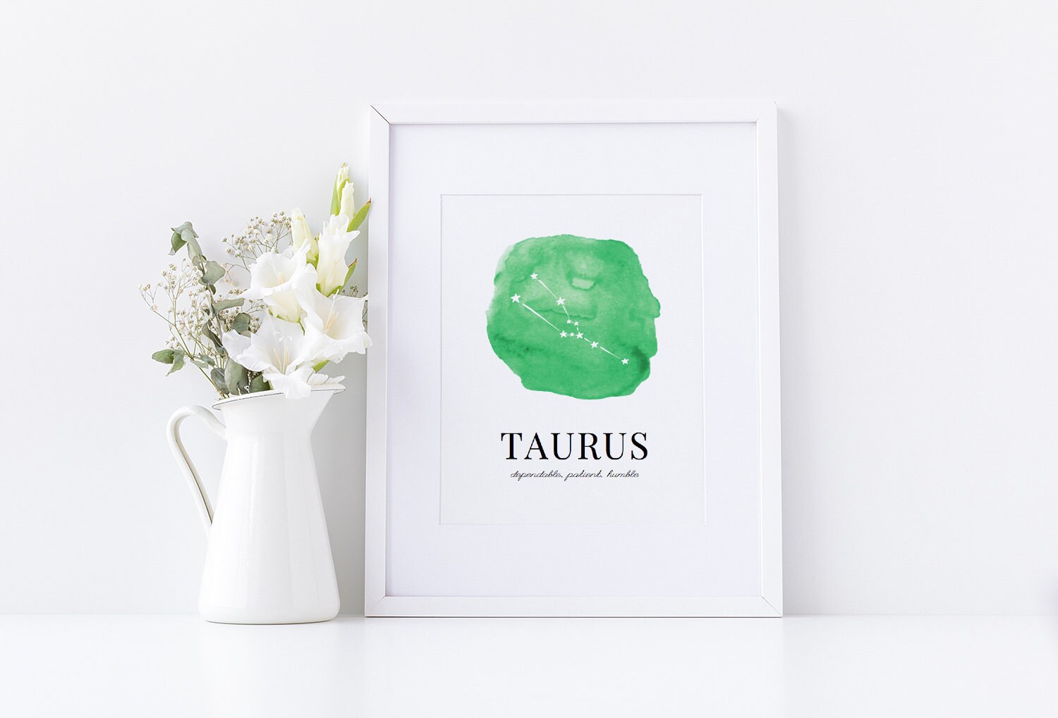 TAURUS Watercolor Zodiac Sign Wall Art Print DIGITAL - Etsy