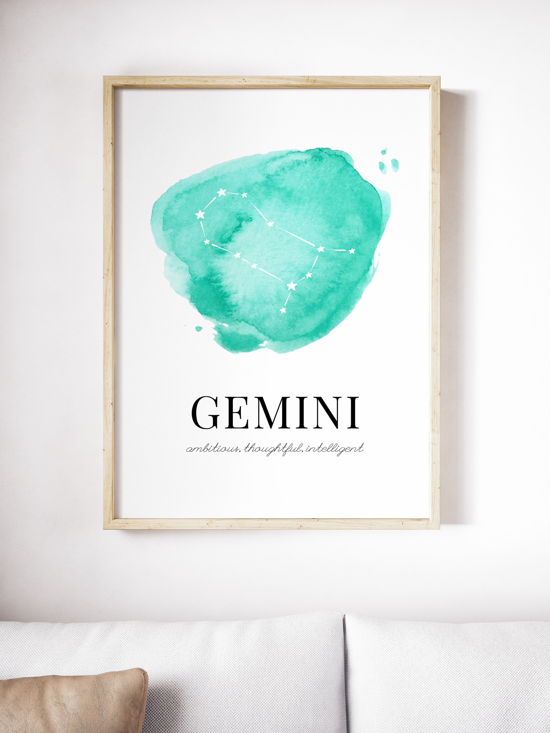 GEMINI Watercolor Zodiac Sign Wall Art DIGITAL DOWNLOAD - Etsy
