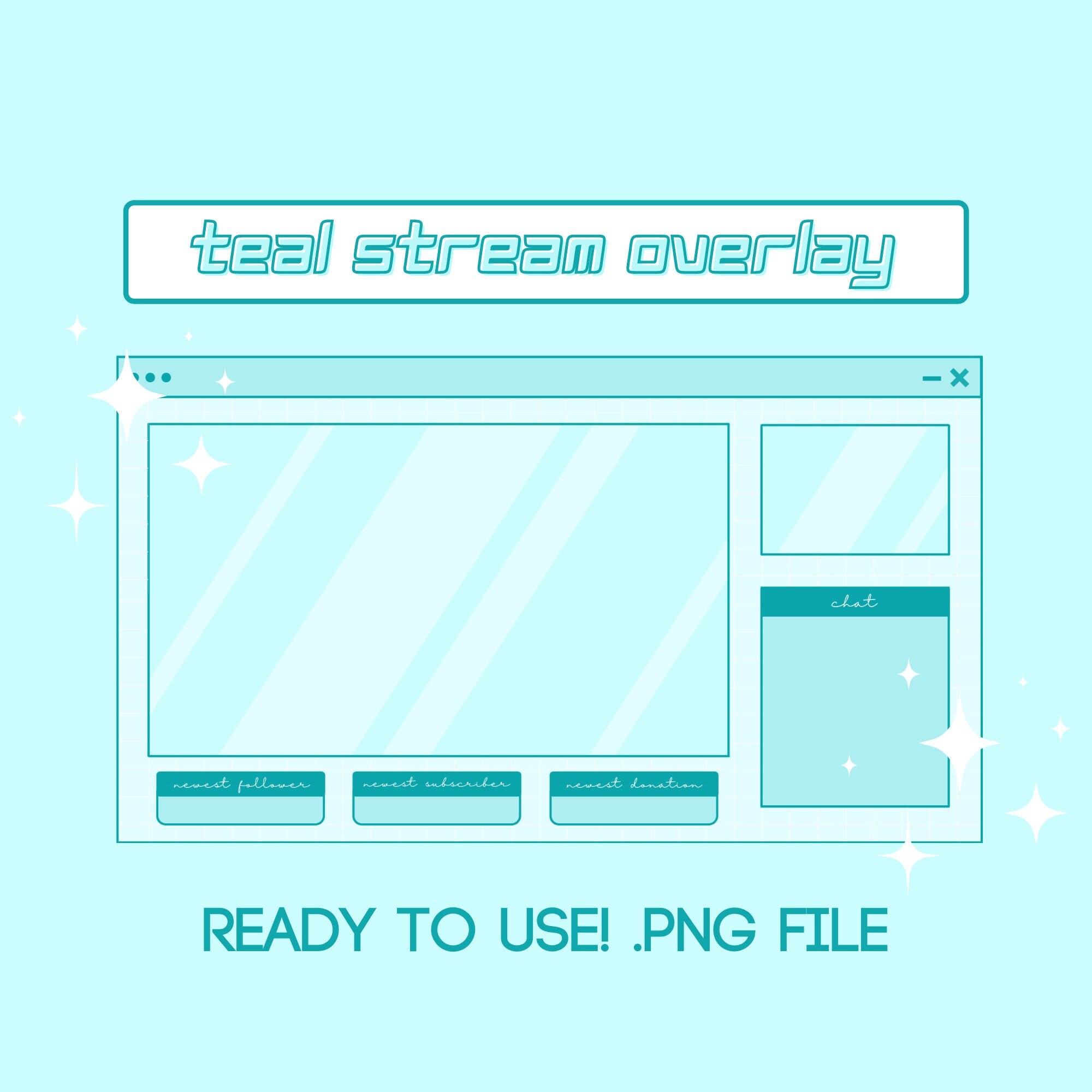 Simple Teal Twitch Stream Overlay | Turquoise, Cyan, Light Blue - Etsy