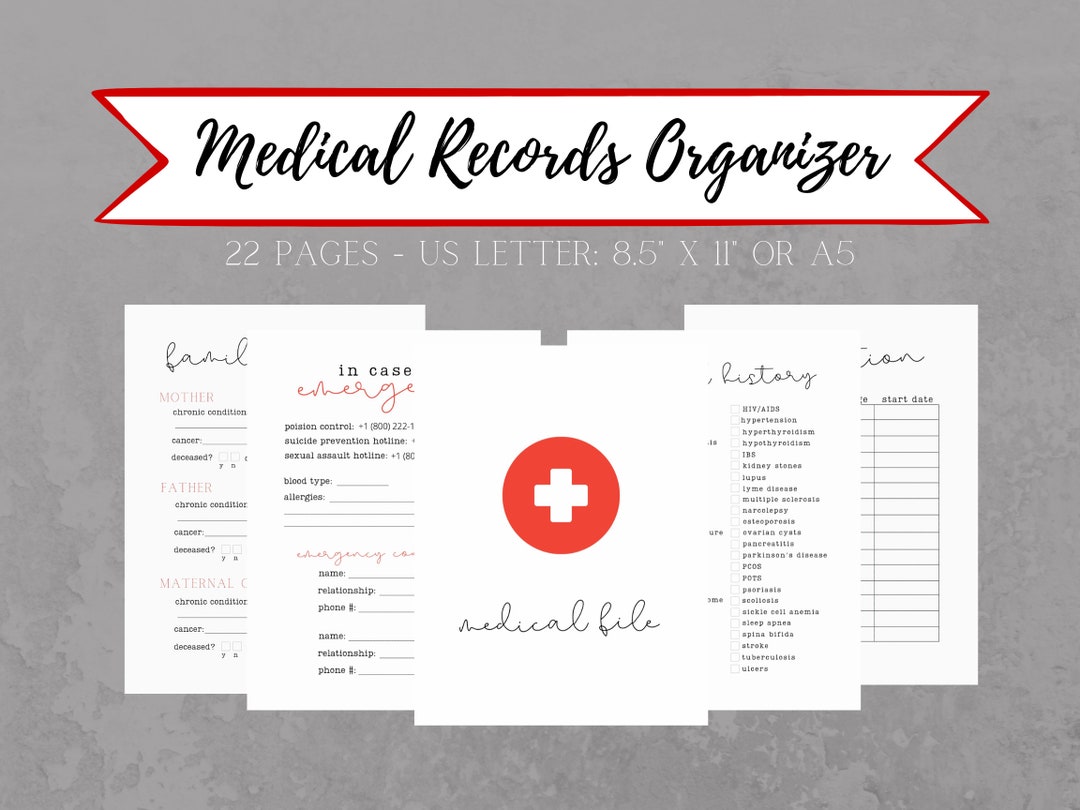 Medical Records Organizer | PRINTABLE | Bullet Journal Inserts ...