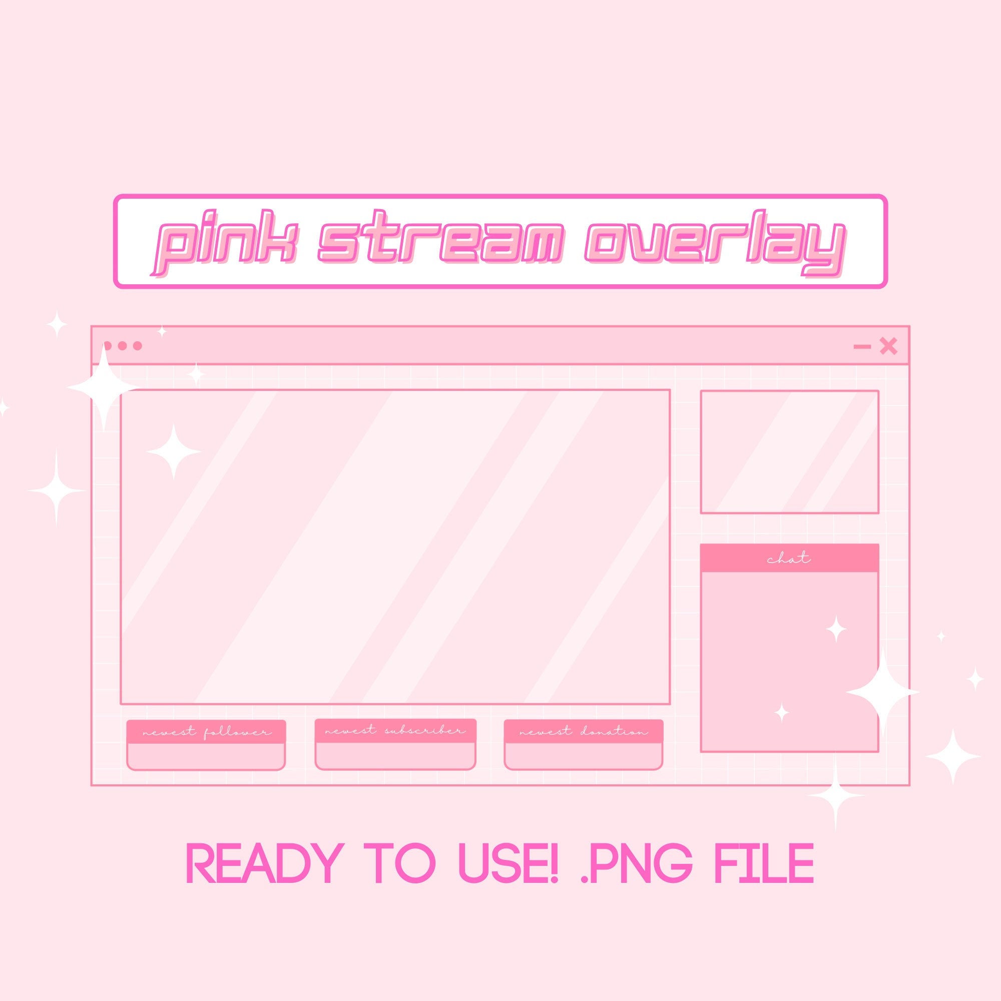 Simple Pink Twitch Stream Overlay | Strawberry, Baby Pink, Kawaii - Etsy