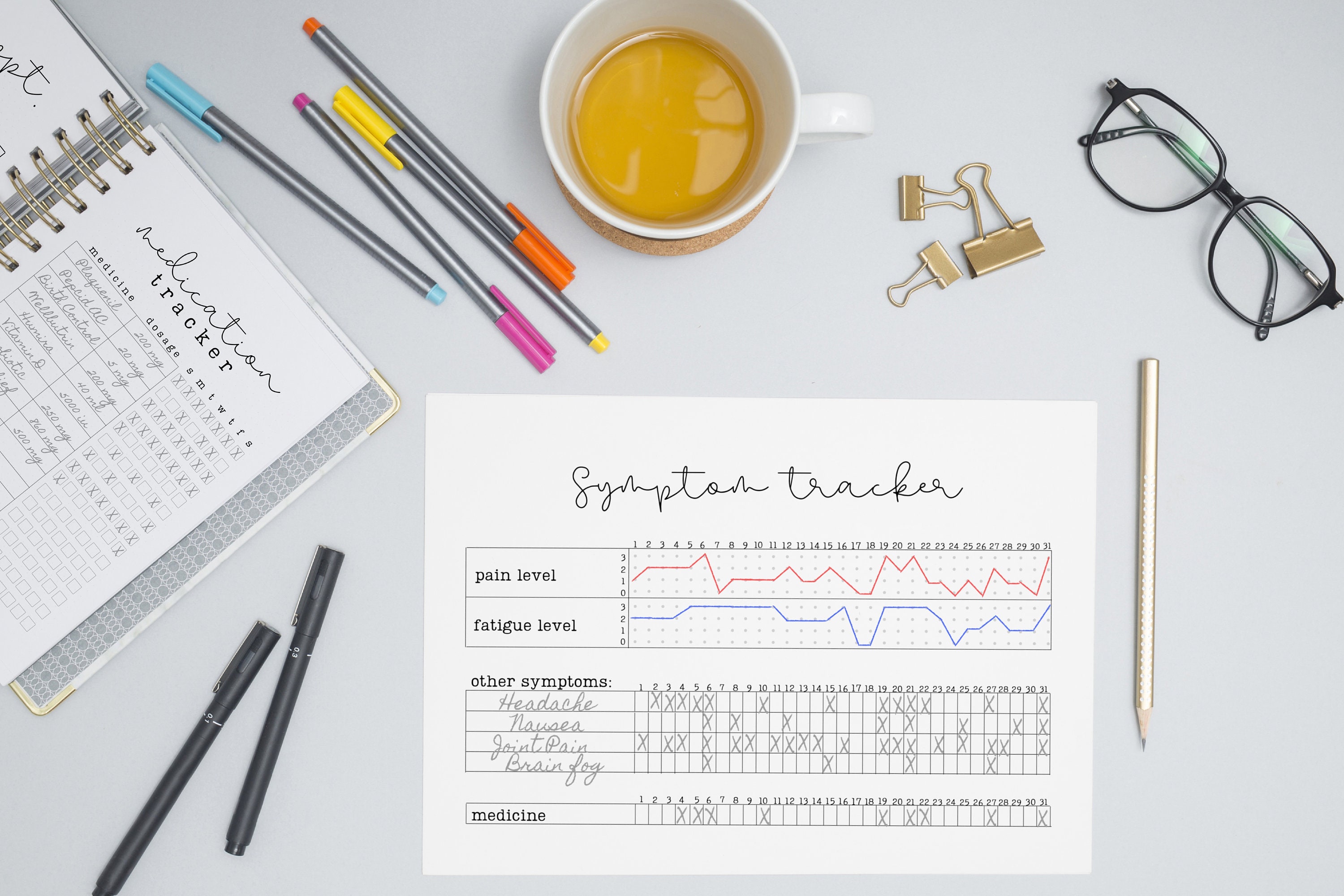 Printable Symptom Tracker | A5 Bullet Journal Insert | Chronic Illness ...