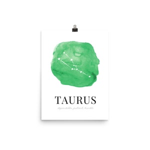 TAURUS - Watercolor Zodiac Sign Wall Art Print **DIGITAL DOWNLOAD** - Etsy