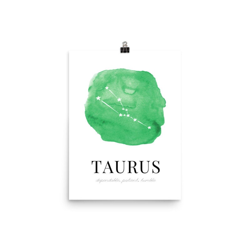 TAURUS Watercolor Zodiac Sign Wall Art Print DIGITAL - Etsy