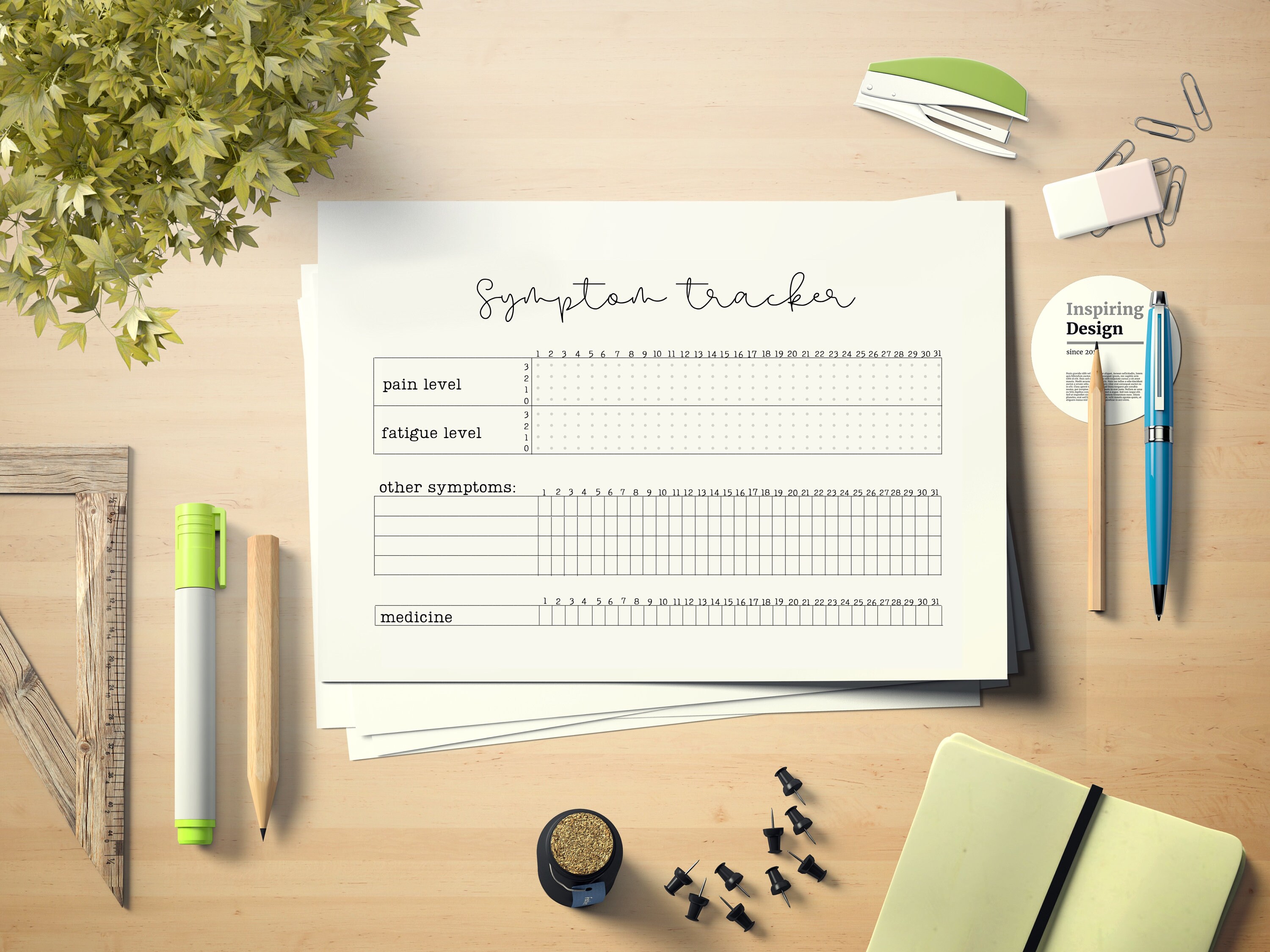 Printable Symptom Tracker | A5 Bullet Journal Insert | Chronic Illness ...