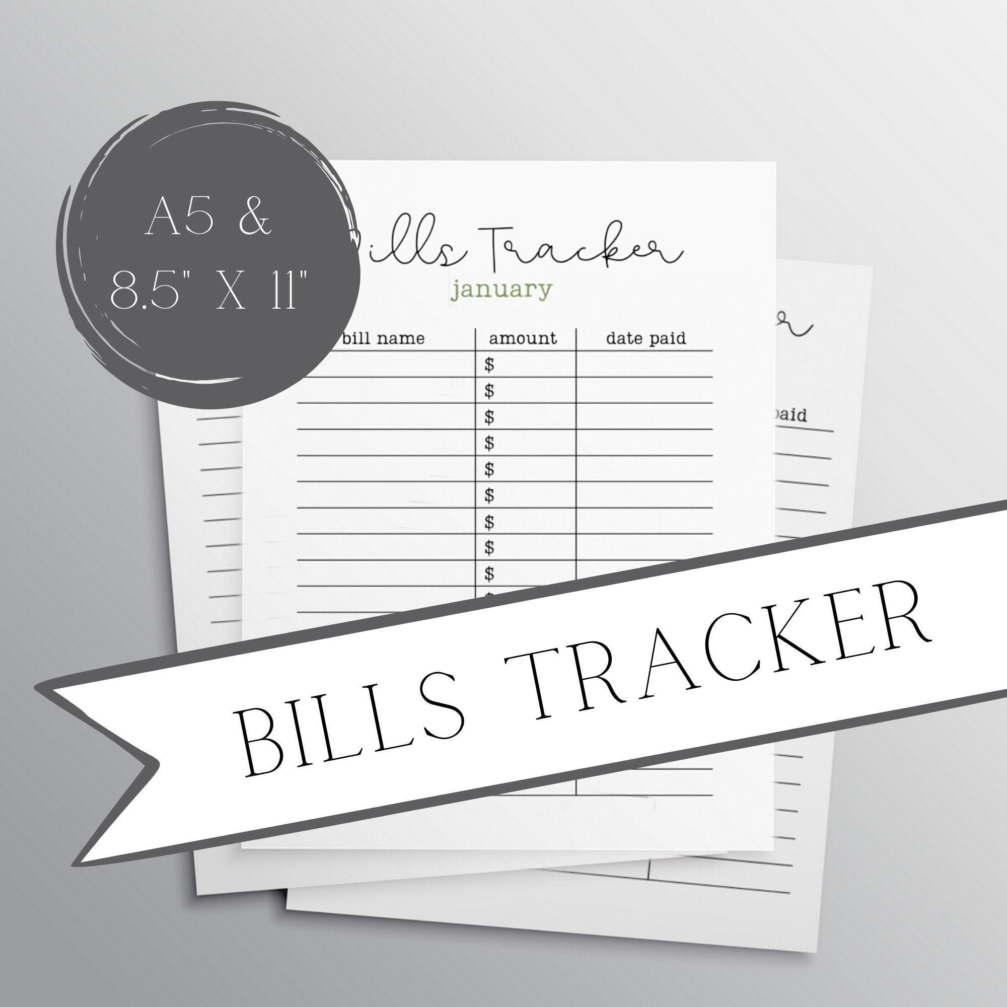 Monthly Bills Tracker Bundle | Set of 12 | A5 Bullet Journal Inserts - Etsy