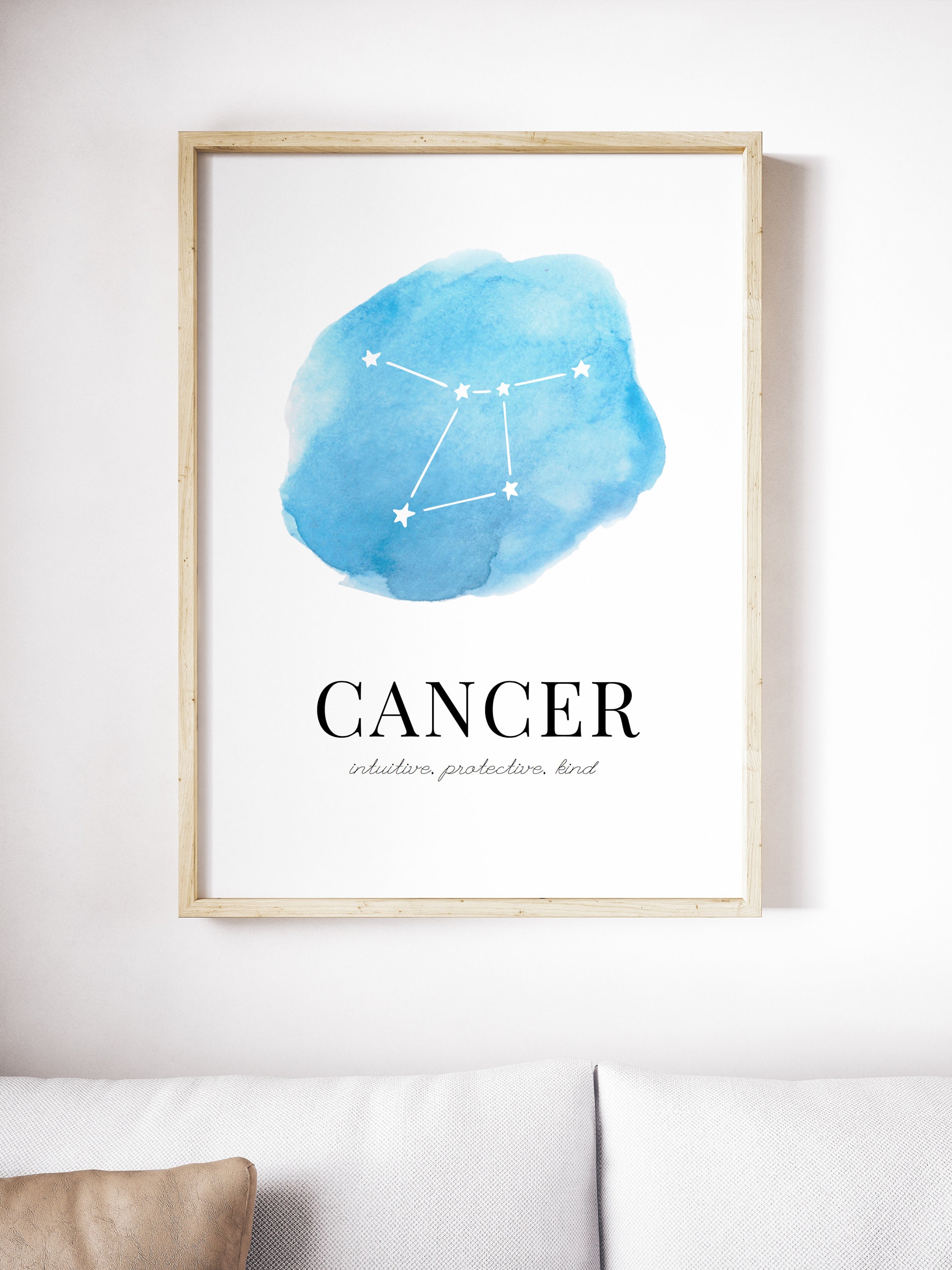 CANCER Watercolor Zodiac Sign Wall Art Print DIGITAL - Etsy