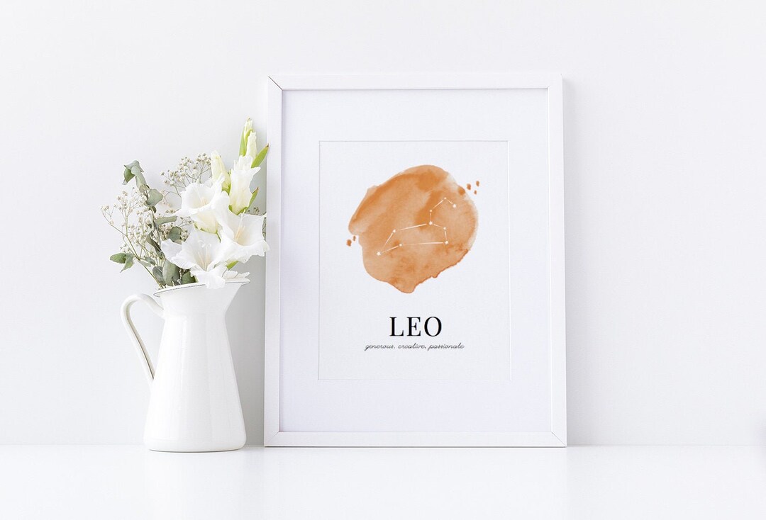 LEO - Watercolor Zodiac Sign Wall Art Print **DIGITAL DOWNLOAD** - Etsy