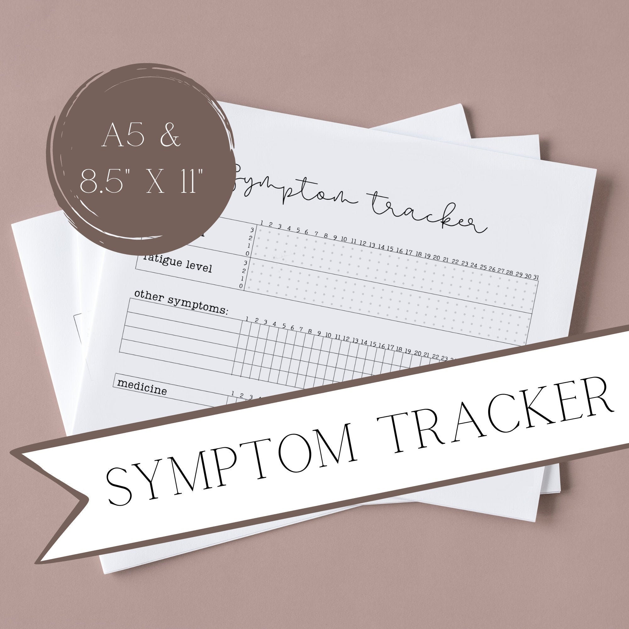 Printable Symptom Tracker | A5 Bullet Journal Insert | Chronic Illness ...