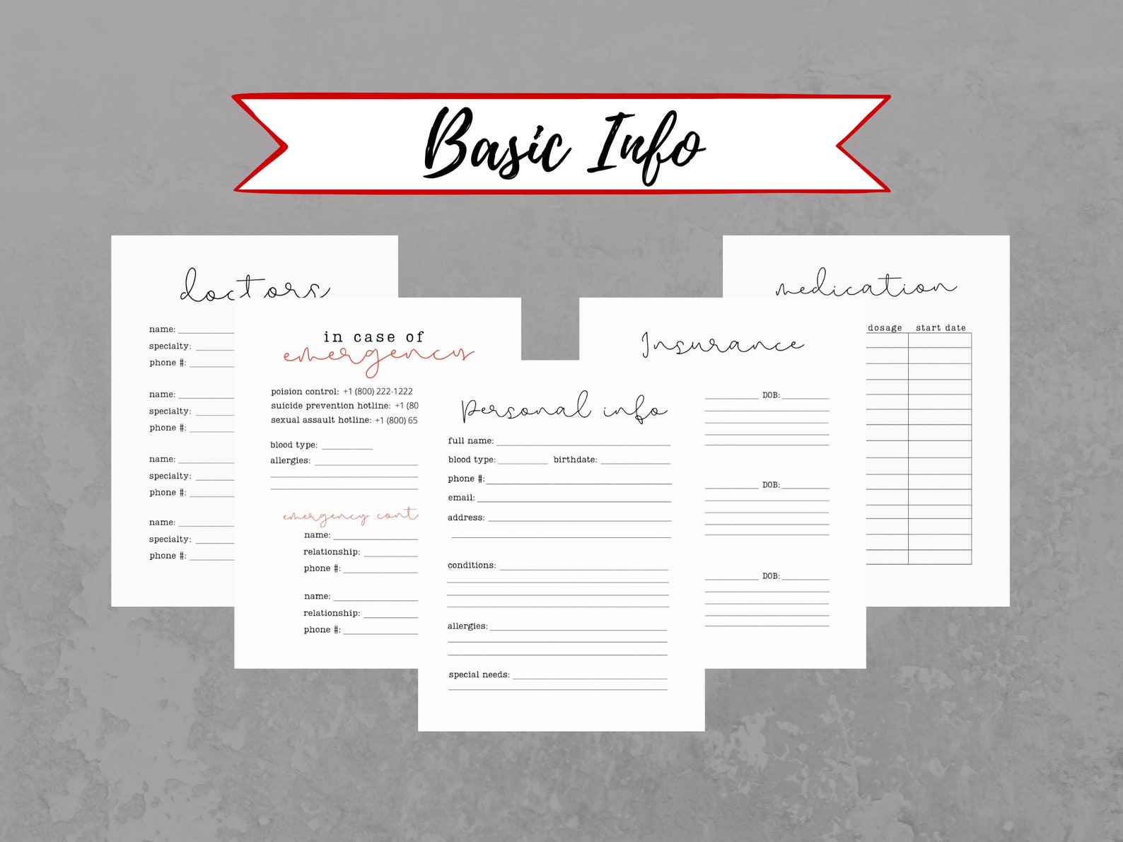 Medical Records Organizer | PRINTABLE | Bullet Journal Inserts ...