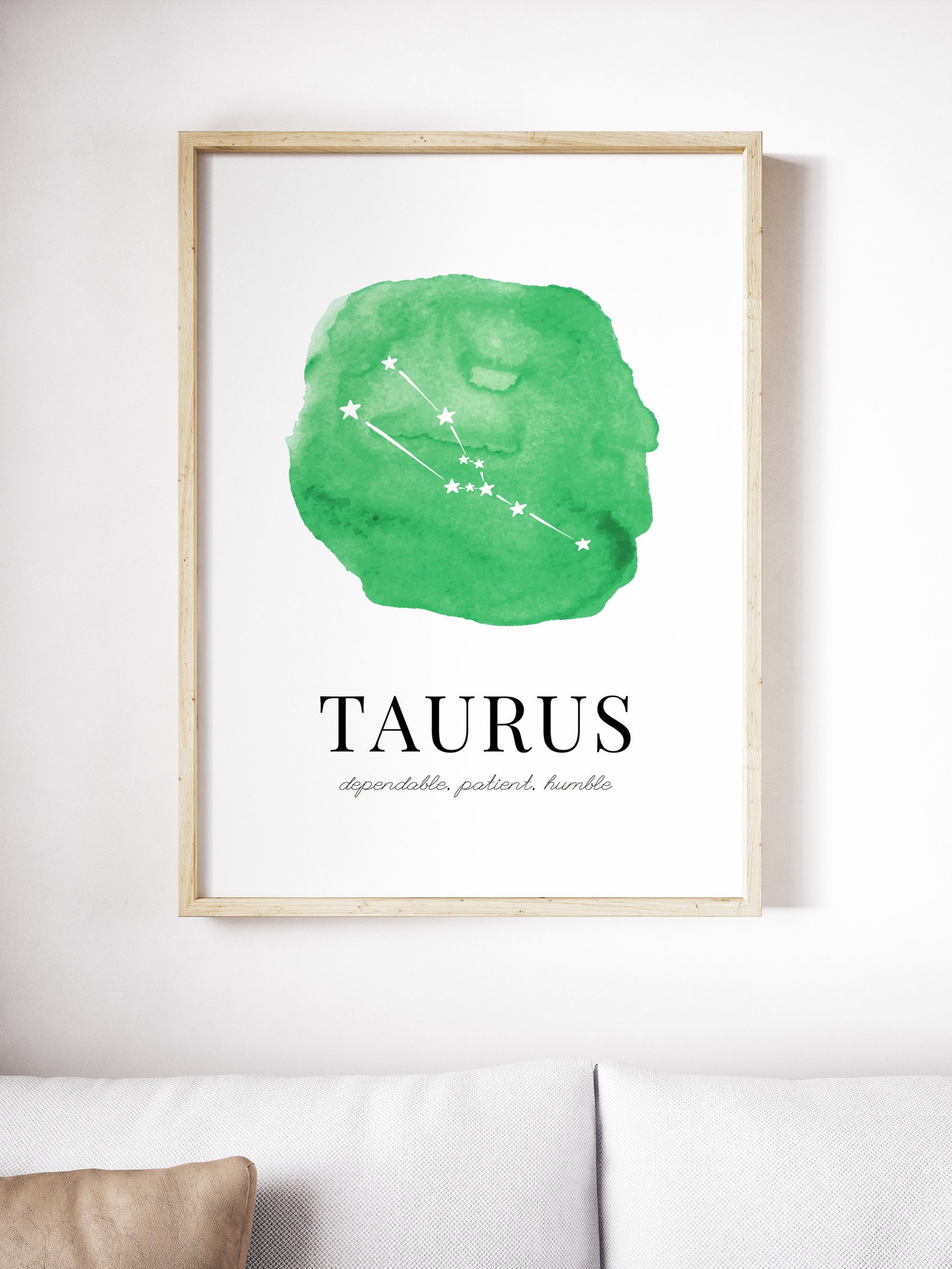 TAURUS Watercolor Zodiac Sign Wall Art Print DIGITAL - Etsy