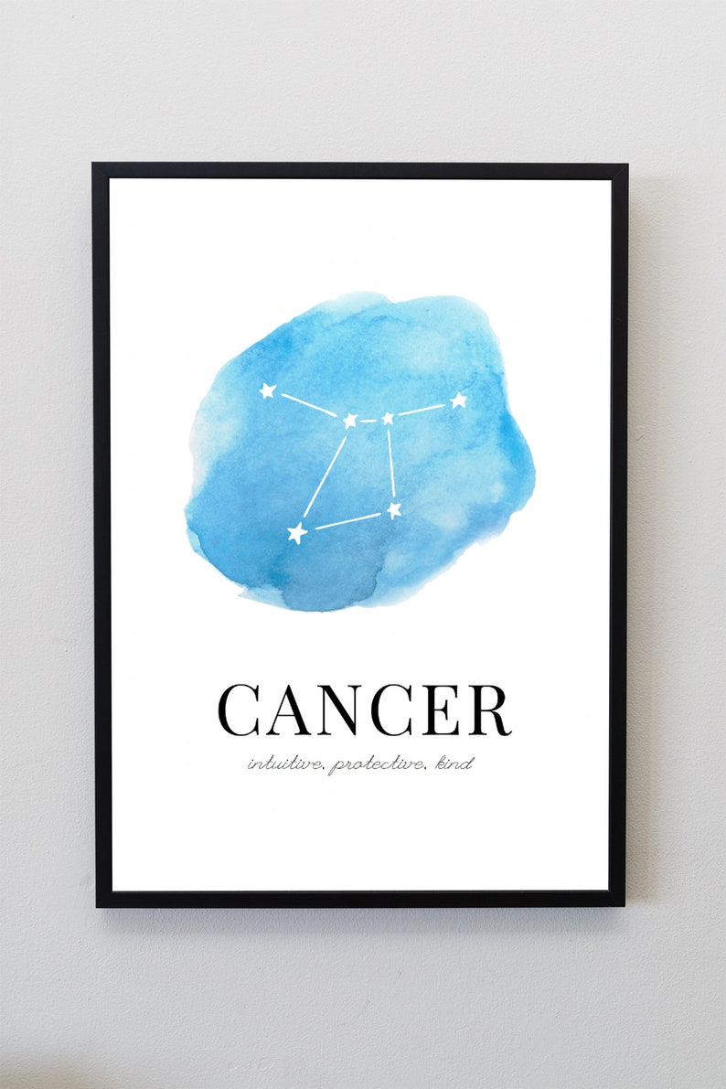 CANCER - Watercolor Zodiac Sign Wall Art Print **DIGITAL DOWNLOAD** - Etsy
