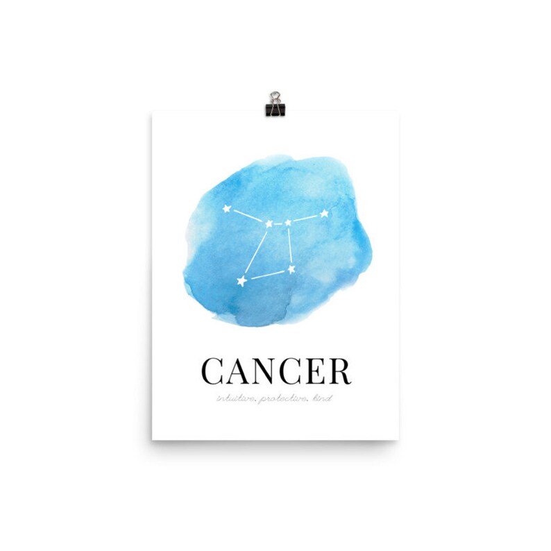 CANCER Watercolor Zodiac Sign Wall Art Print DIGITAL - Etsy