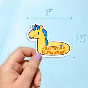 Holographic Just Trying to Stay Afloat Unicorn Floaty Stickers, Cute ...