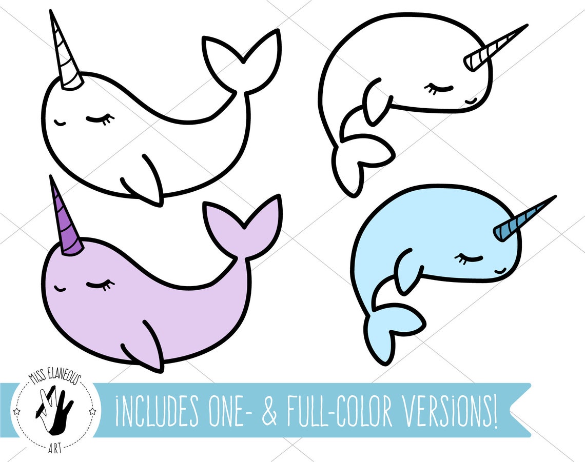 Cute Narwhal SVG Adorable Baby Narwhal Cut File Simple Whale | Etsy