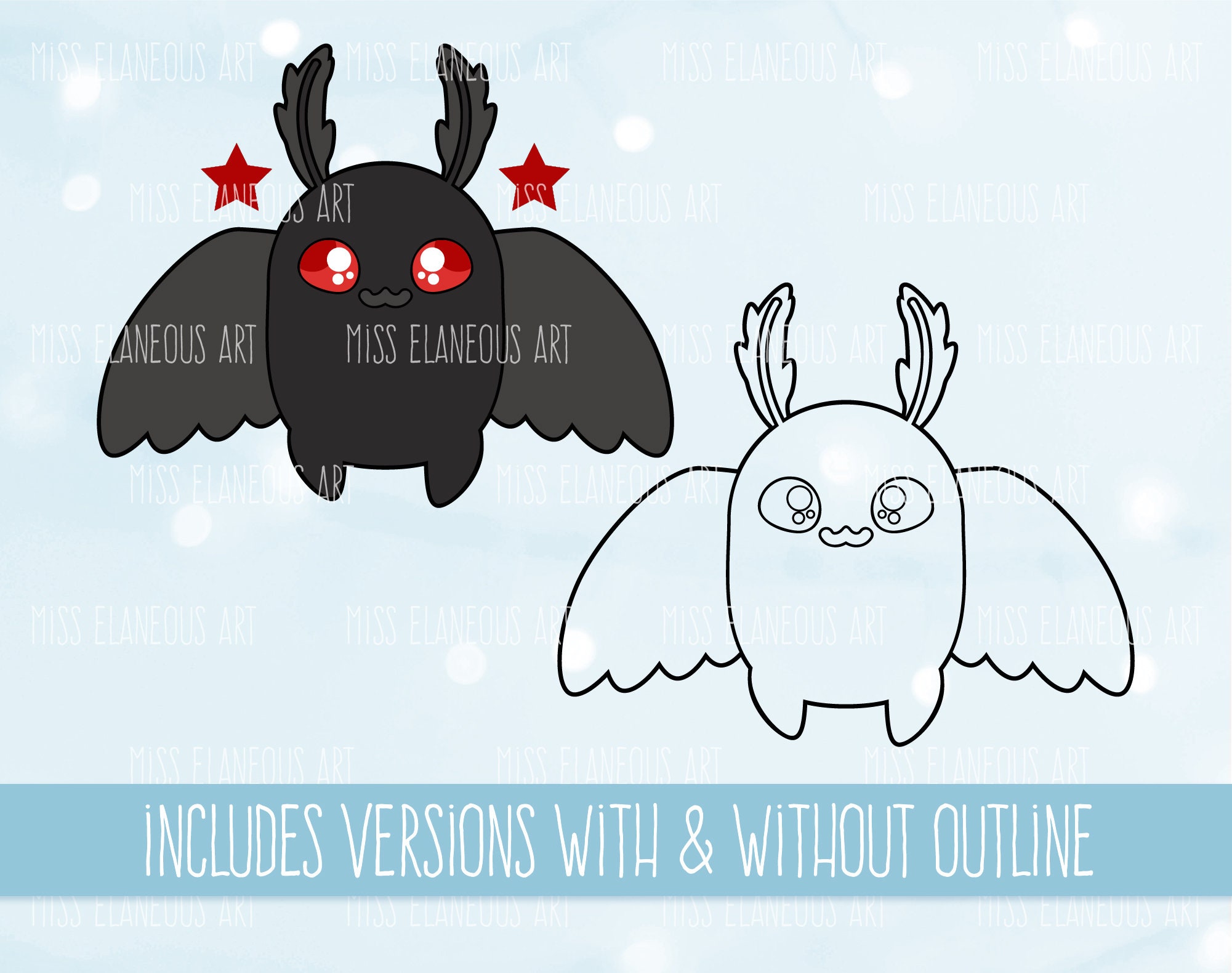 Cute Mothman SVG Kawaii Cryptid Clip Art Moth Monster Cut - Etsy