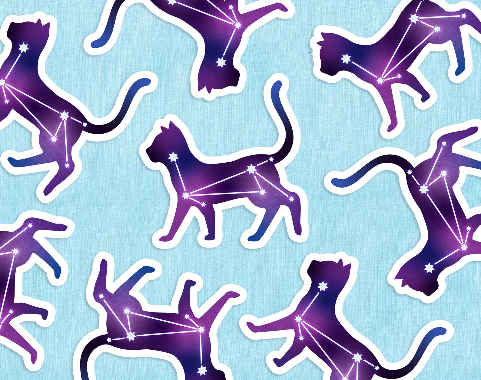 Constellation Cat Sticker Starry Cat Decal Celestial Kitty | Etsy