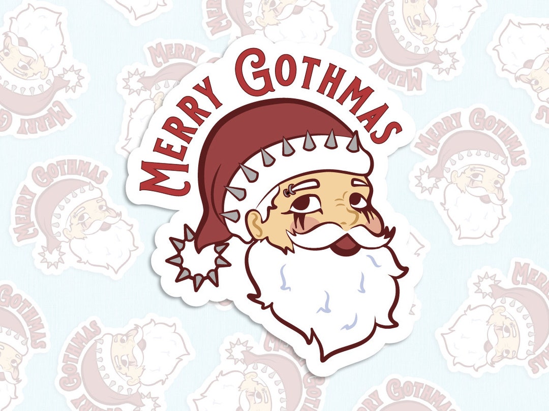 Merry Gothmas Sticker, Funny Goth Christmas Sticker, Cute Emo Holiday ...