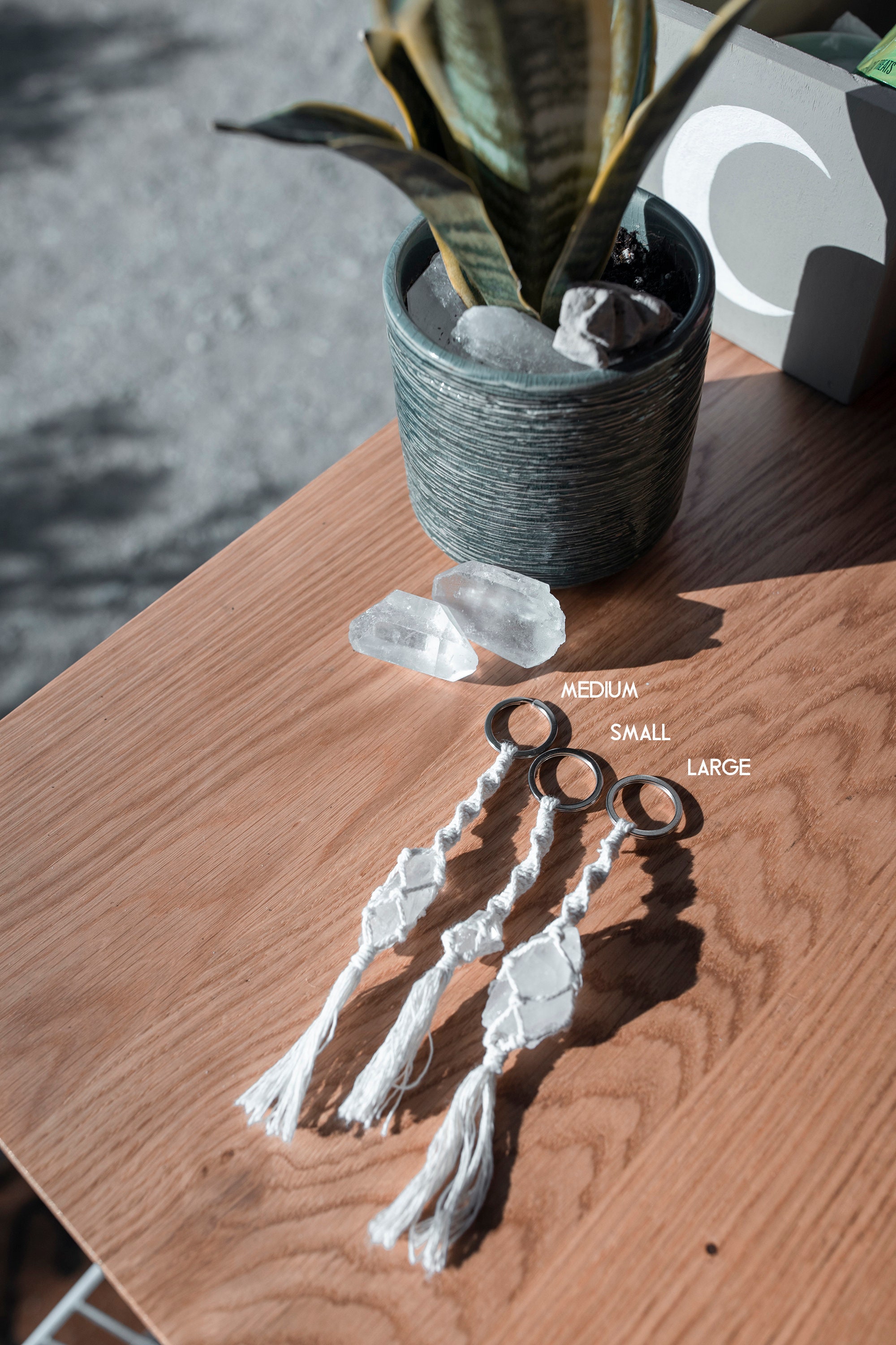 LARGE Quartz Crystal Macrame Keychain Crystal Keychain Boho | Etsy