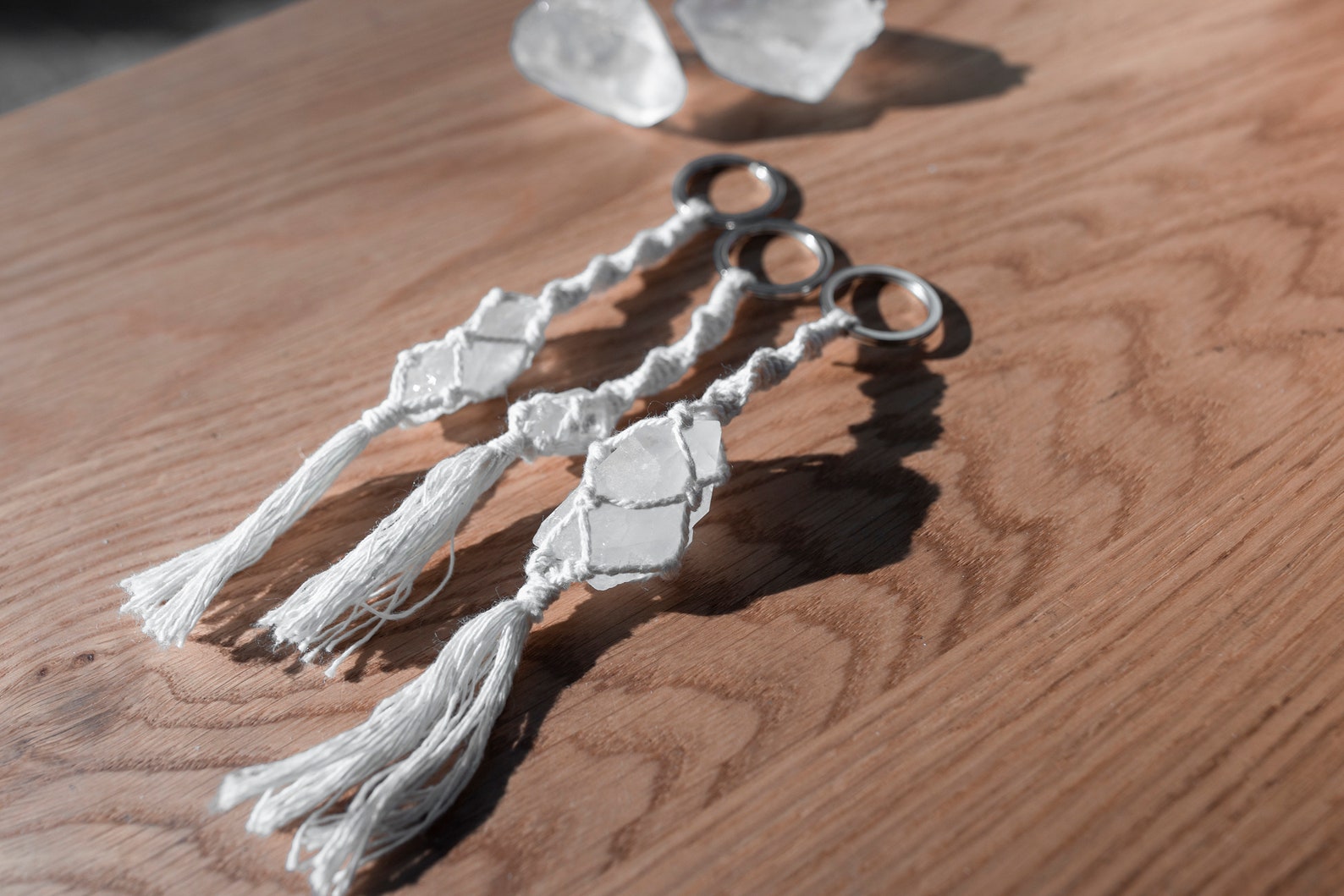 LARGE Quartz Crystal Macrame Keychain Crystal Keychain Boho | Etsy