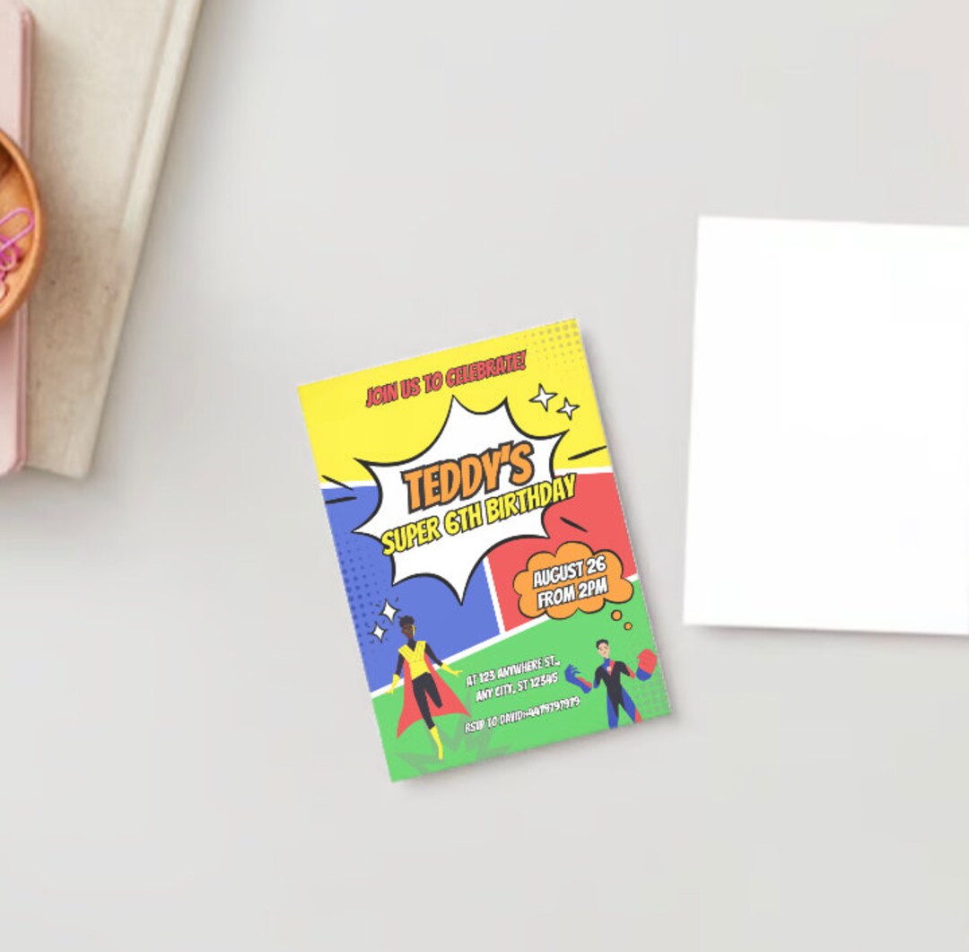 Digital Kids Party Invitation Superhero - Etsy
