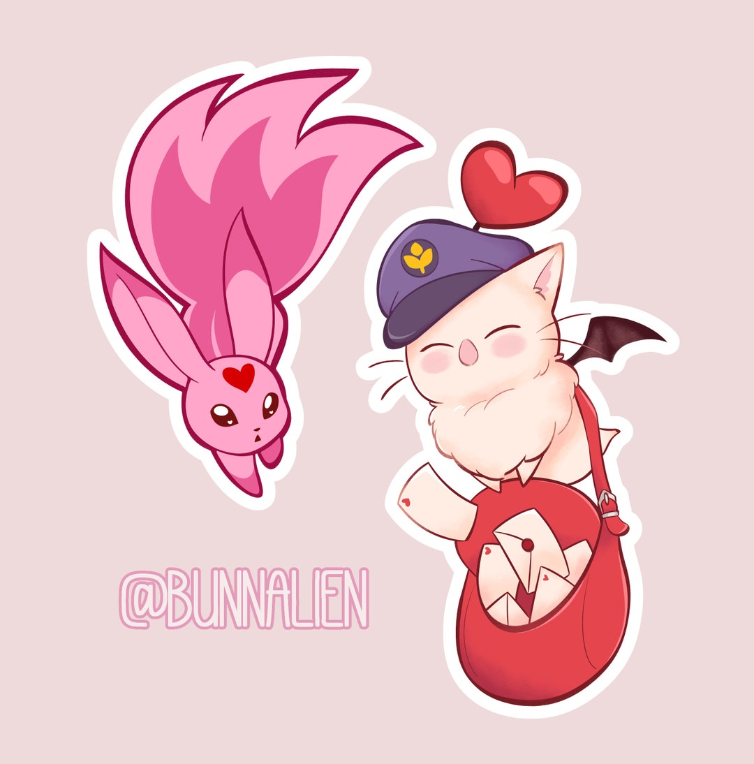 FFXIV Stickers Valentine Carbuncle & Mail Moogle Postmoogle | Final ...
