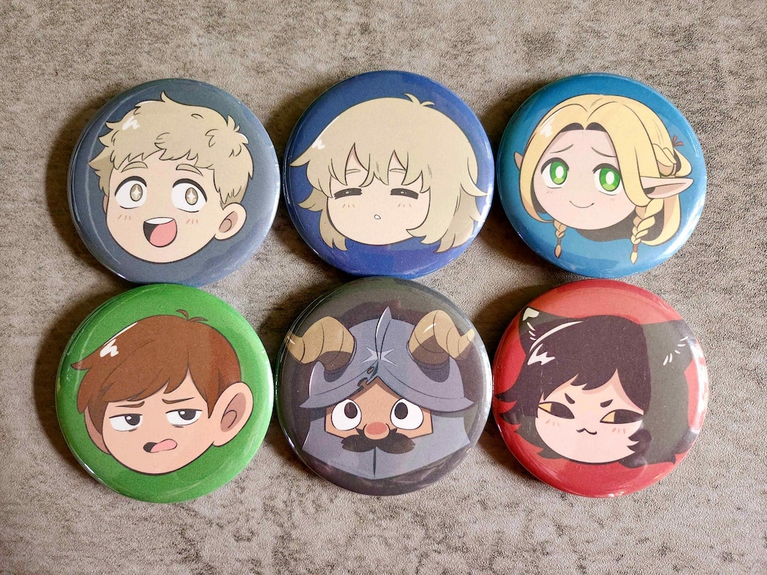 Dungeon Meshi Chibi Buttons | Laios Falin Marcille Chilchuck Senshi ...