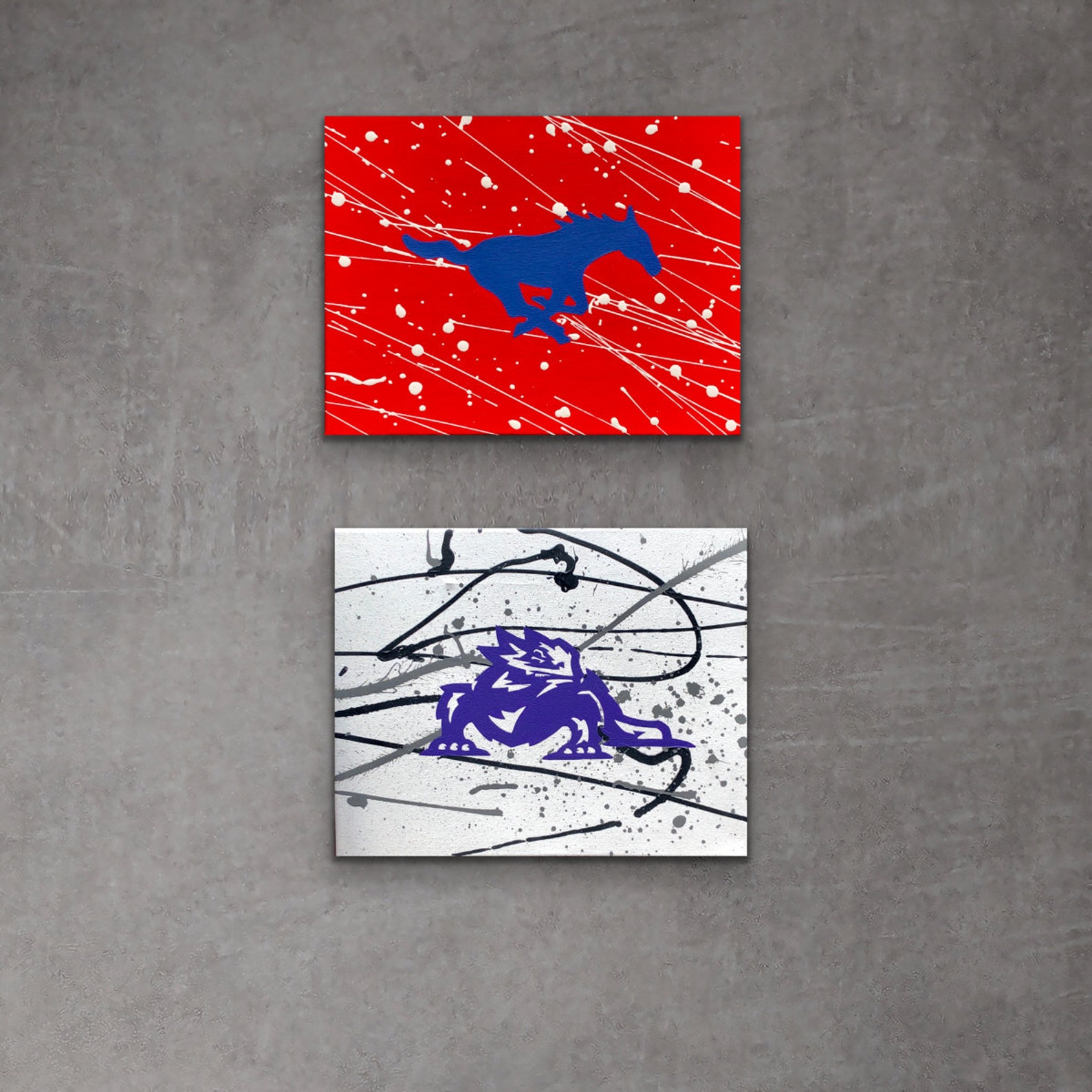 SMU Mustang Painting, Dorm Room Decor, Southern Methodist, College ...