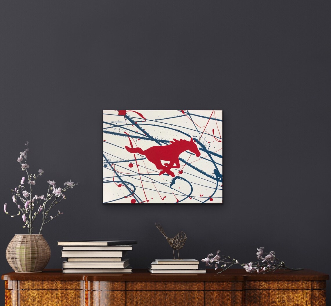 SMU Mustang Painting, Dorm Room Decor, Southern Methodist, College ...