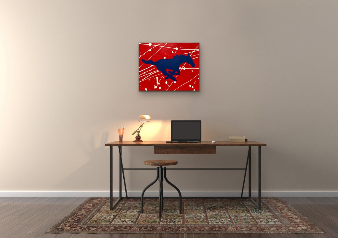 SMU Mustang Painting, Dorm Room Decor, Southern Methodist, College ...