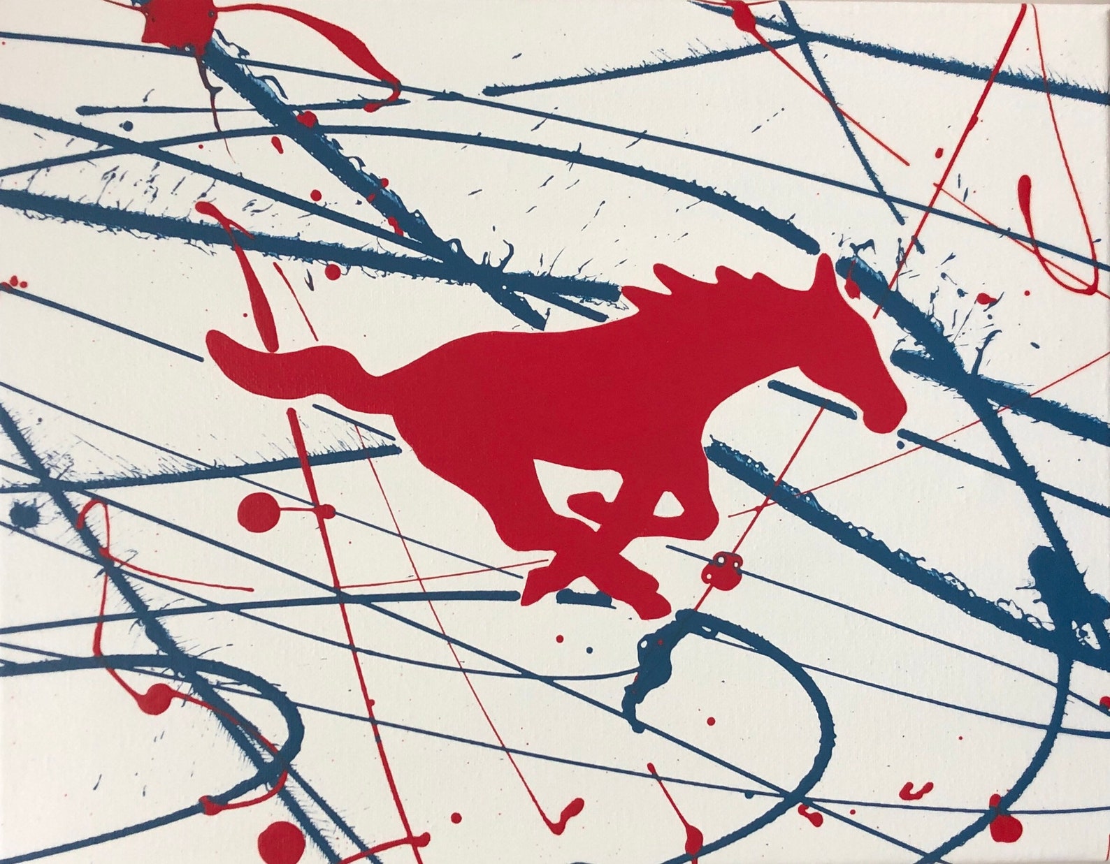 SMU Mustang Painting, Dorm Room Decor, Southern Methodist, College ...