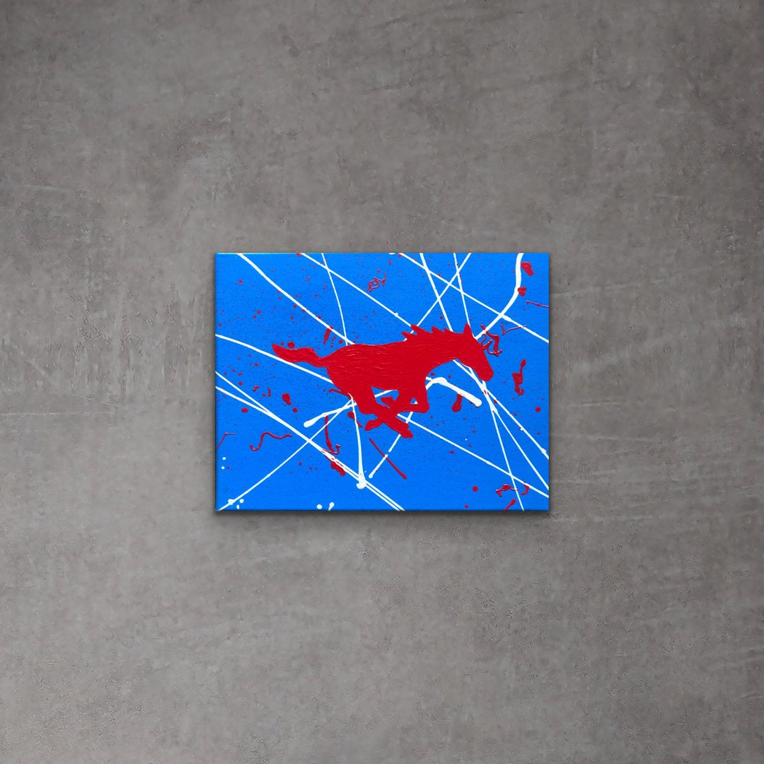 SMU Mustang Watercolor Painting, Peruna Art, College Decor - Etsy