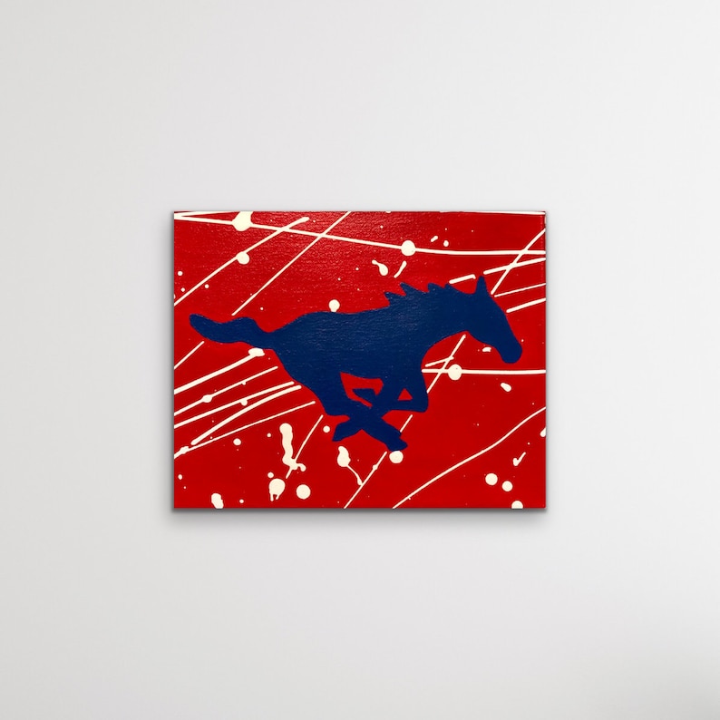 SMU Mustang Painting, Dorm Room Decor, Southern Methodist, College ...
