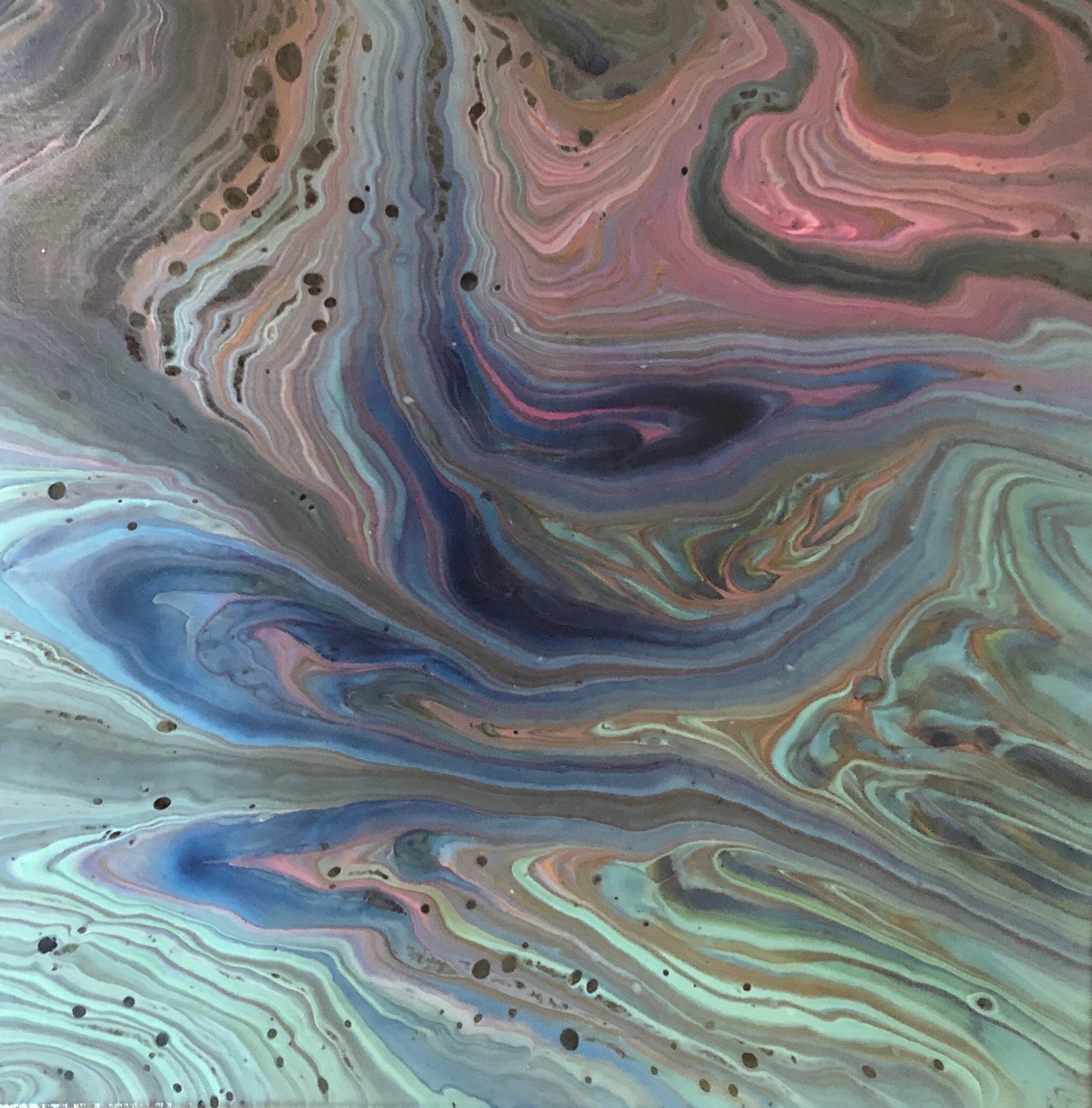 Fluid , Blue Pour Painting Simple Painting, Minimal Wall Art Set ...