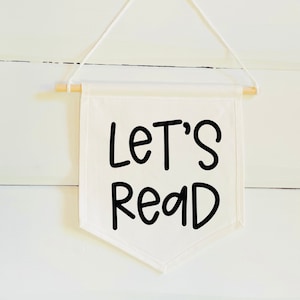 Let’s Read Banner - Reading Area - Nursery Wall Art - Reading Nook ...