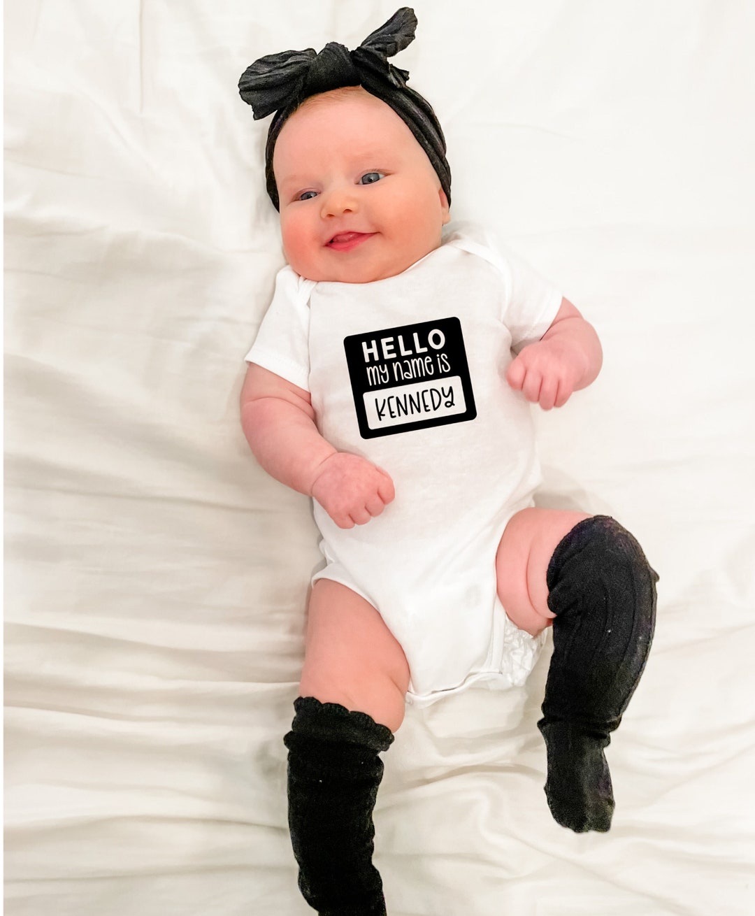 Hello My Name is Baby Bodysuit Baby Announcement Outfit Baby Shower ...