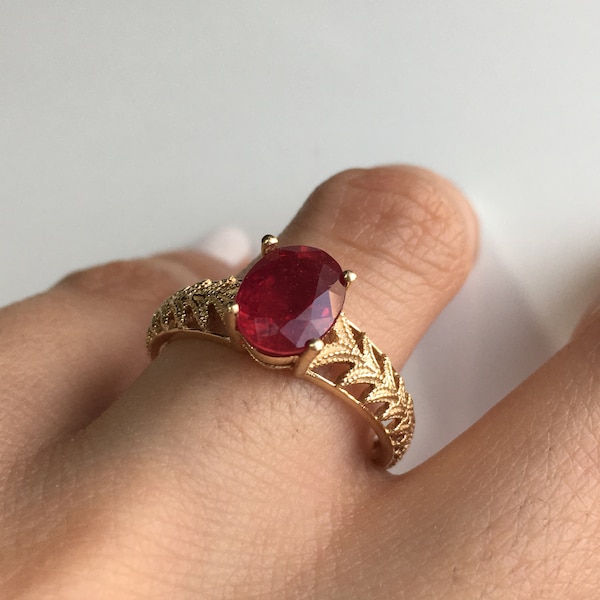 Ruby Gold Ring - Etsy