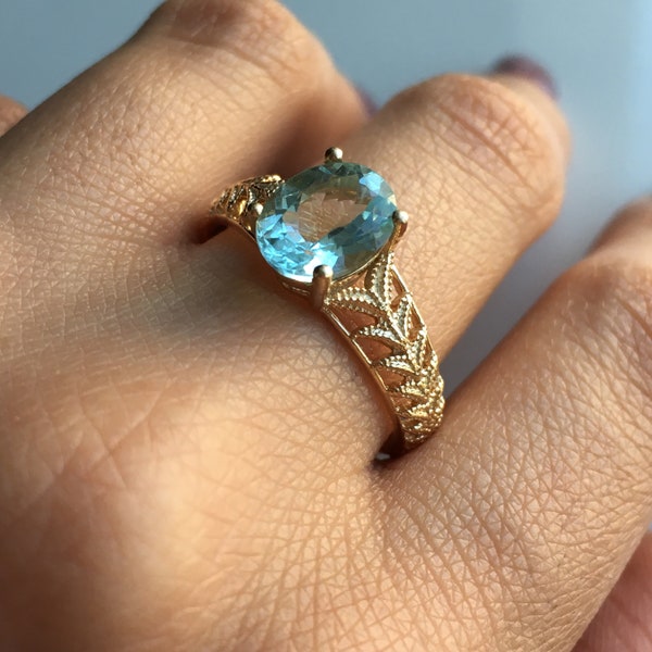 Gold Aquamarine Ring - Etsy