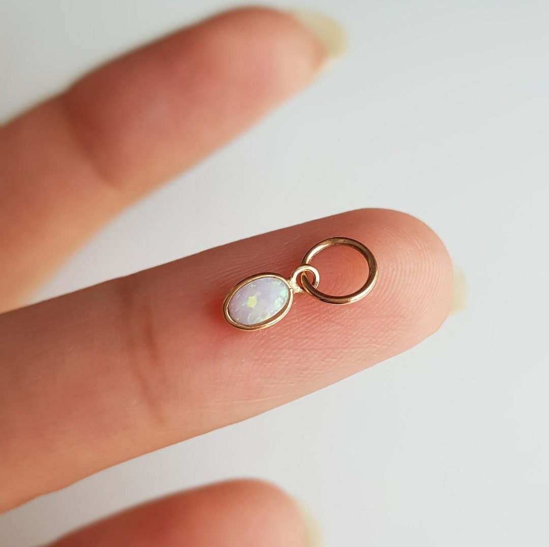 Australian Opal 18k Solid Gold Charm/dainty Handmade Opal/natural Opal ...