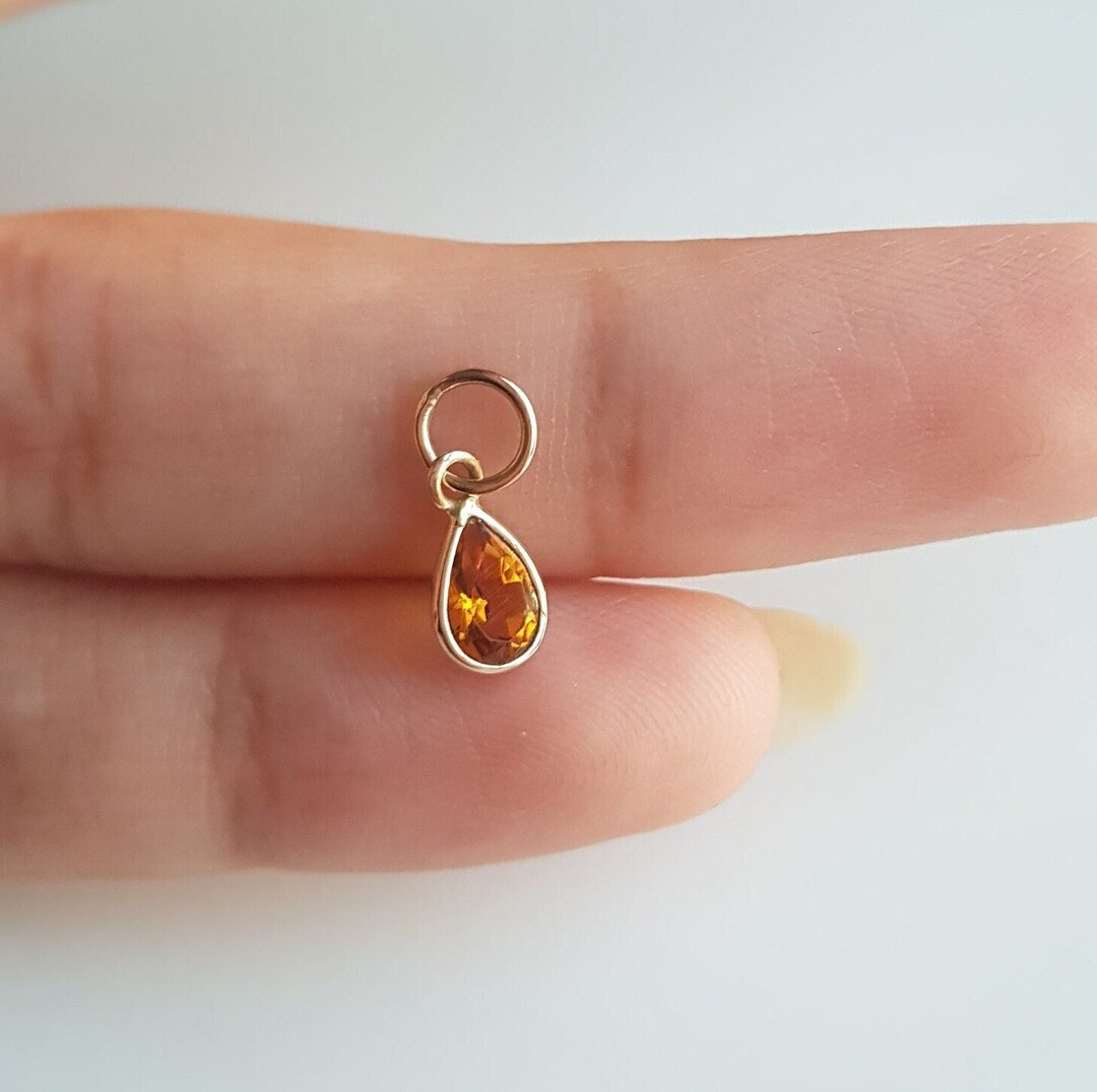 Citrine/18k Gold Charm/pear Shape Citrine Pendant/gold Charm for ...