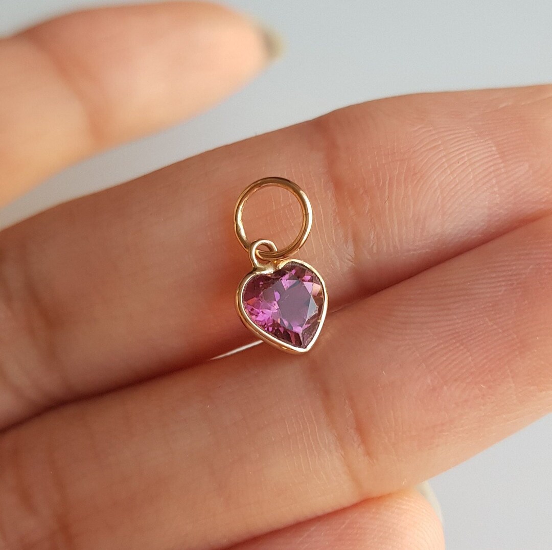 Tourmaline 18k Solid Gold Charm/heart Shape Tourmaline Dainty Pendant ...